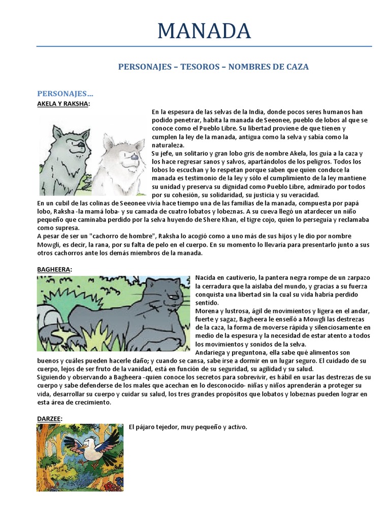 Totem y Personajes de La Manada | PDF | Lobo gris | Bagheera