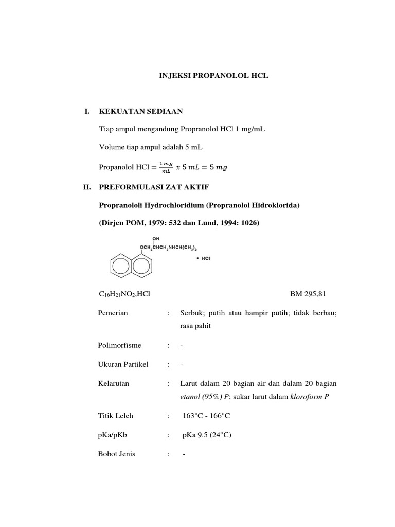 Injeksi Propanolol HCL Kita | PDF