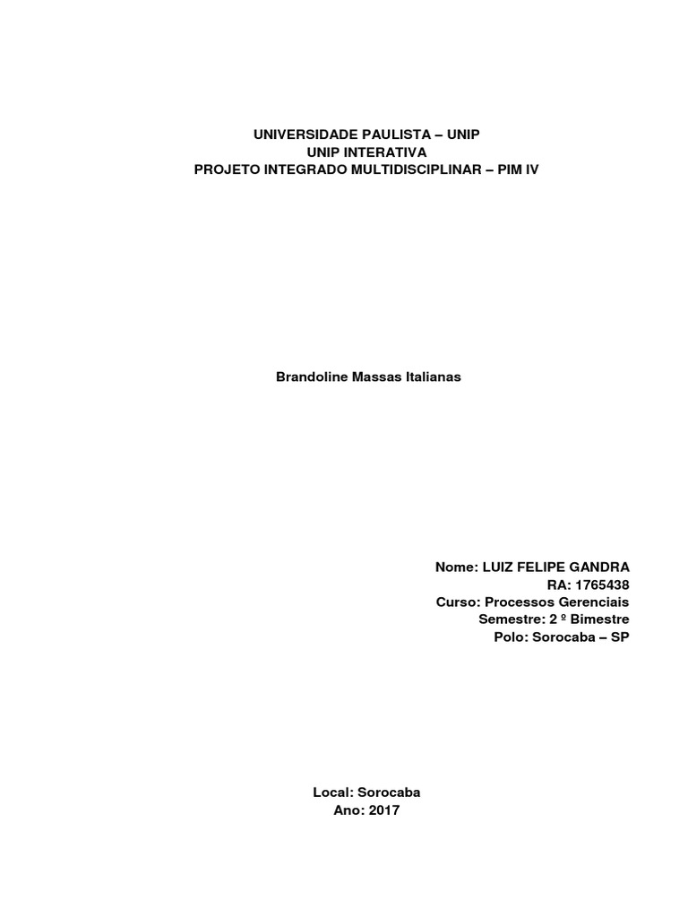 Universidade Paulista – Unip Unip Interativa Projeto Integrado ...