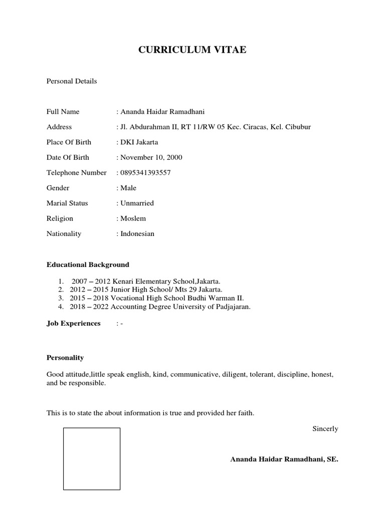 Curriculum Vitae: Educational Background | PDF