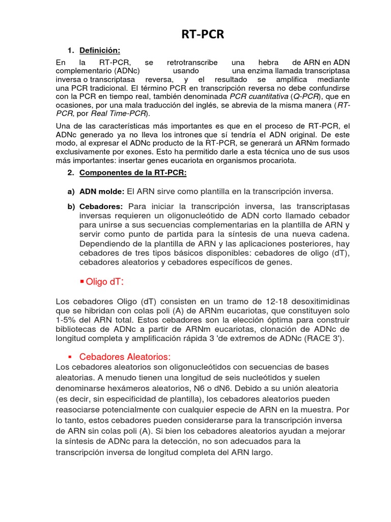 PCR Transcriptasa Reversa | PDF | Reacción en cadena de la polimerasa ...
