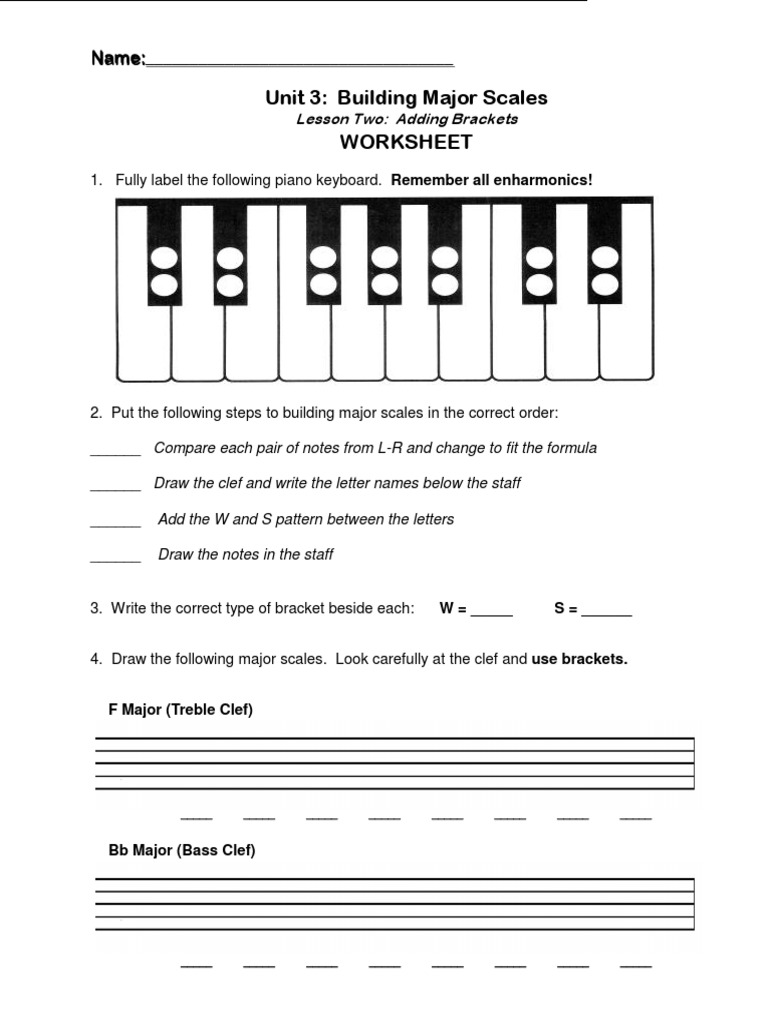 Unit 3: Building Major Scales Worksheet: Name | PDF