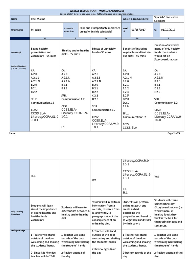 Week 2 Weekly Lesson Plan | PDF | Websites | Communication