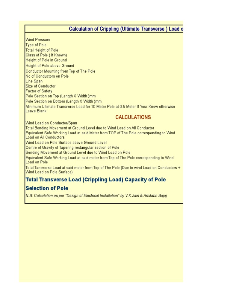 Ultimate Transverse Load on Poles | PDF | Structural Load | Metre