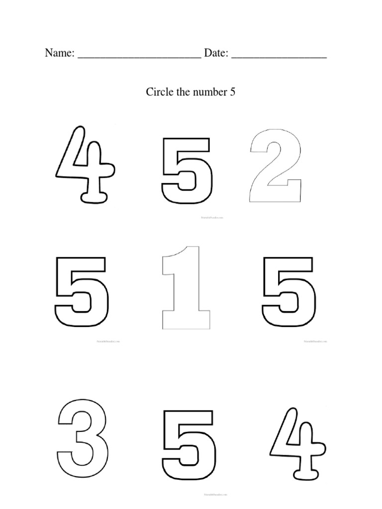 Circle The Number 5 | PDF