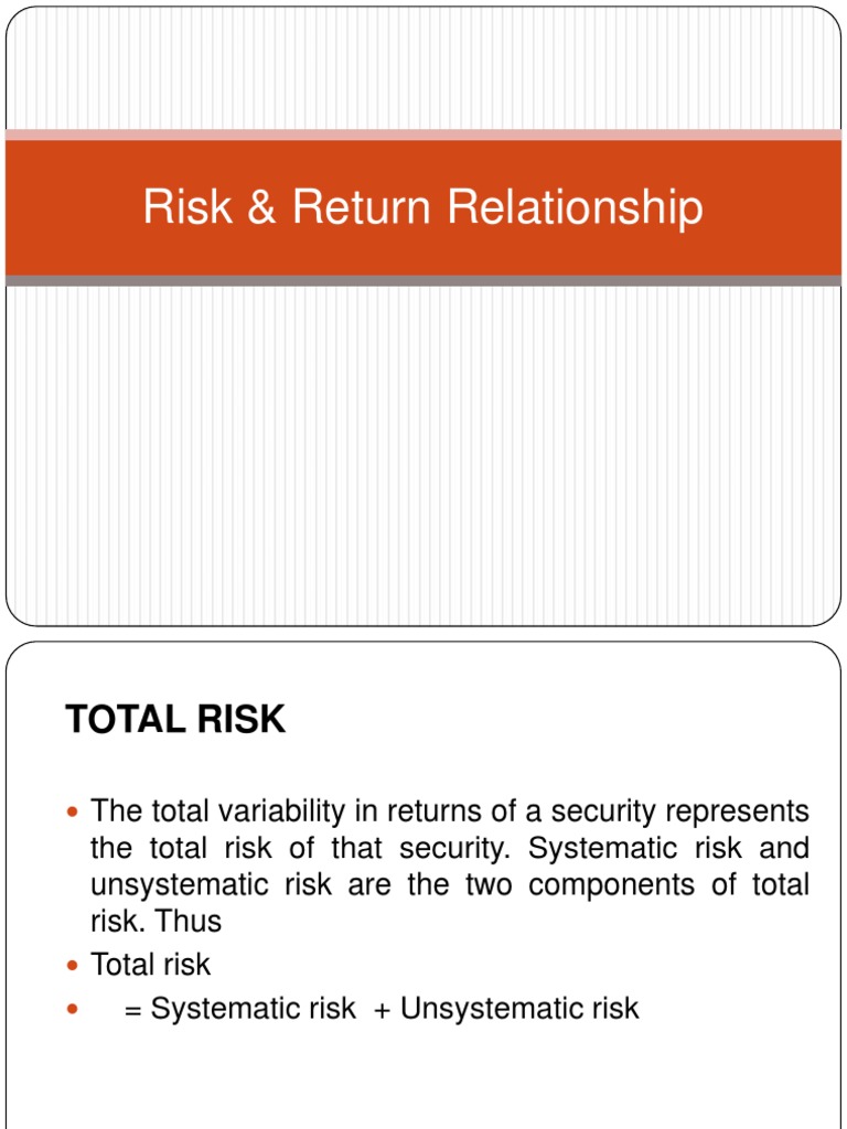 Risk & Return Relationship | PDF | Diversification (Finance) | Standard ...