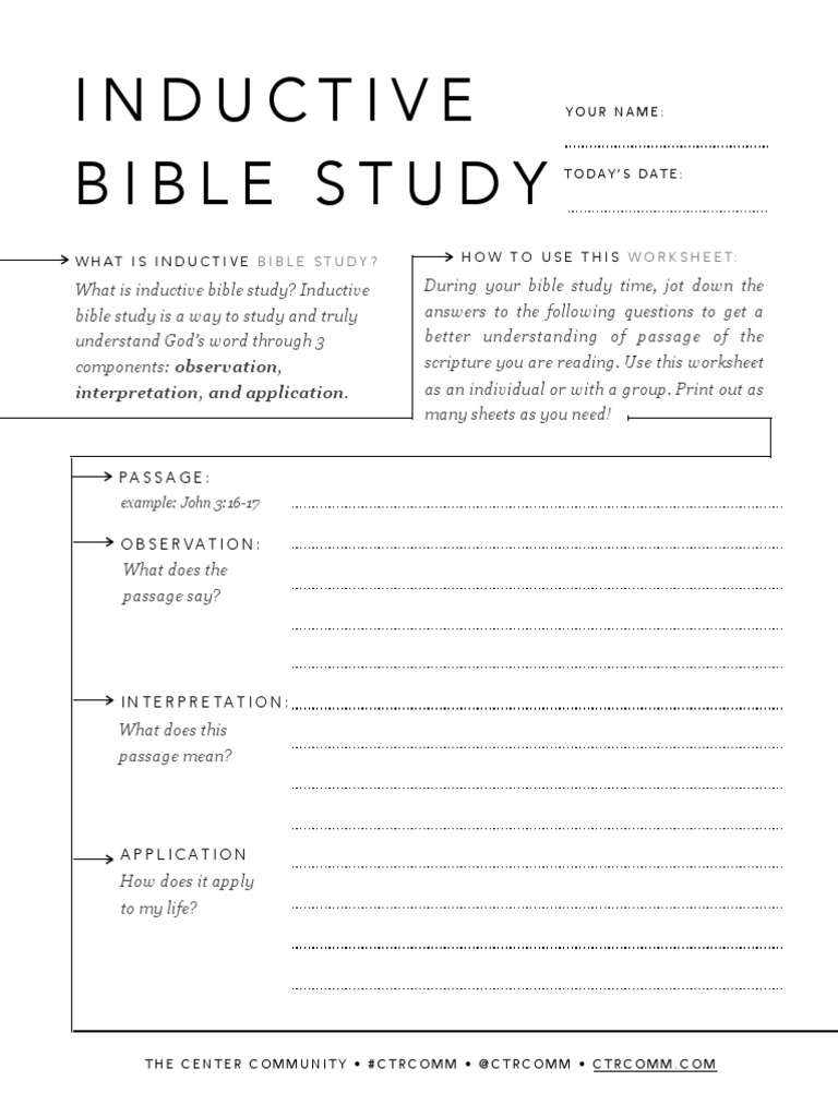 The Center Inductive Bible Study Worksheet PDF | PDF