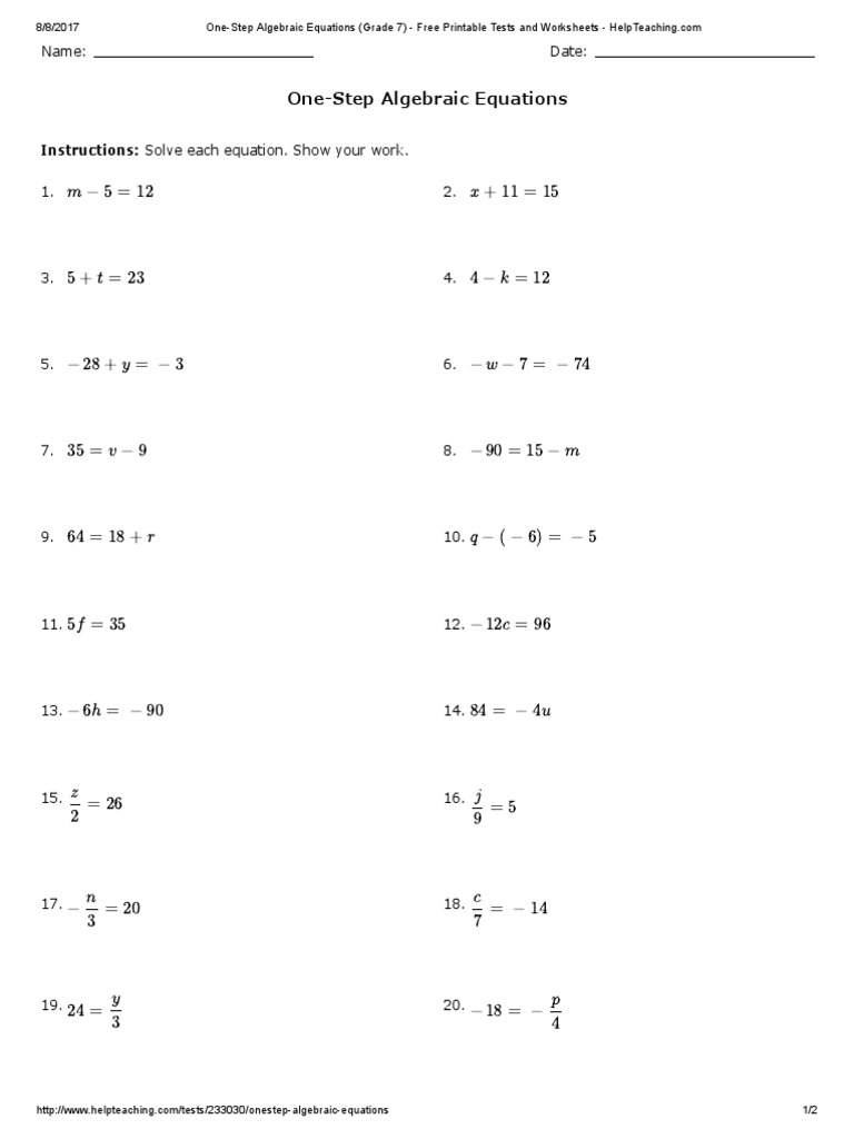 Algebra Worksheet | PDF | Hay | Teaching Mathematics