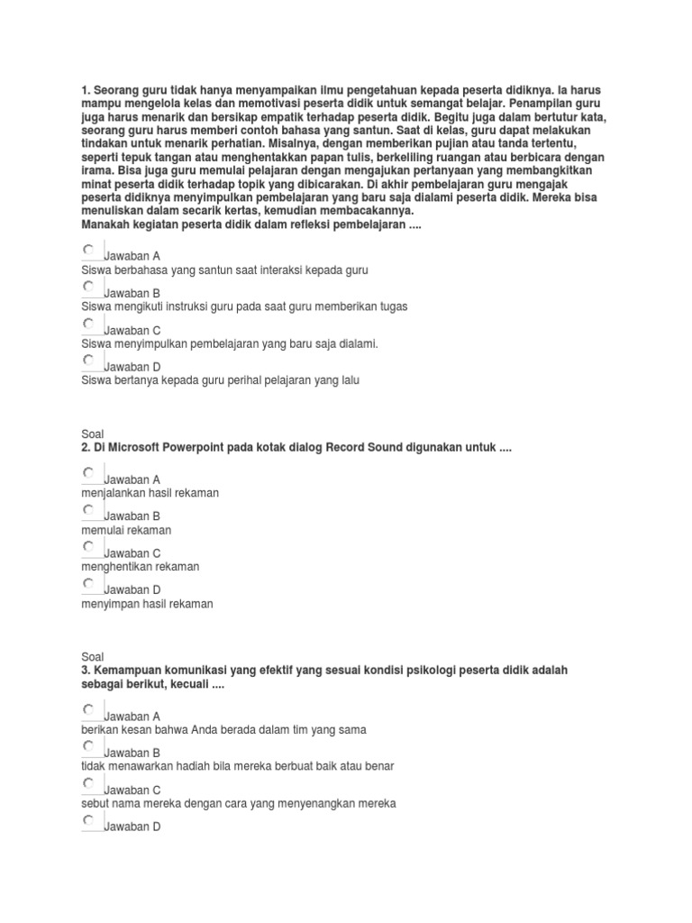 Soal Ukg | PDF | Karier & Perkembangan