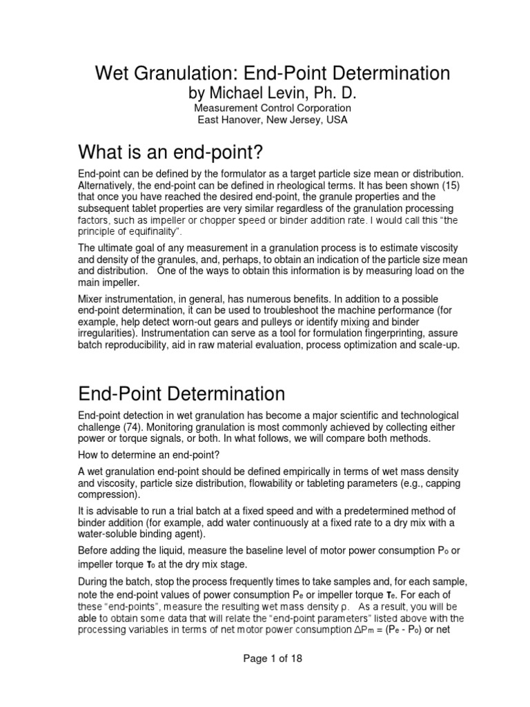 Wet Granulation End-Point Determination | PDF | Tablet (Pharmacy ...
