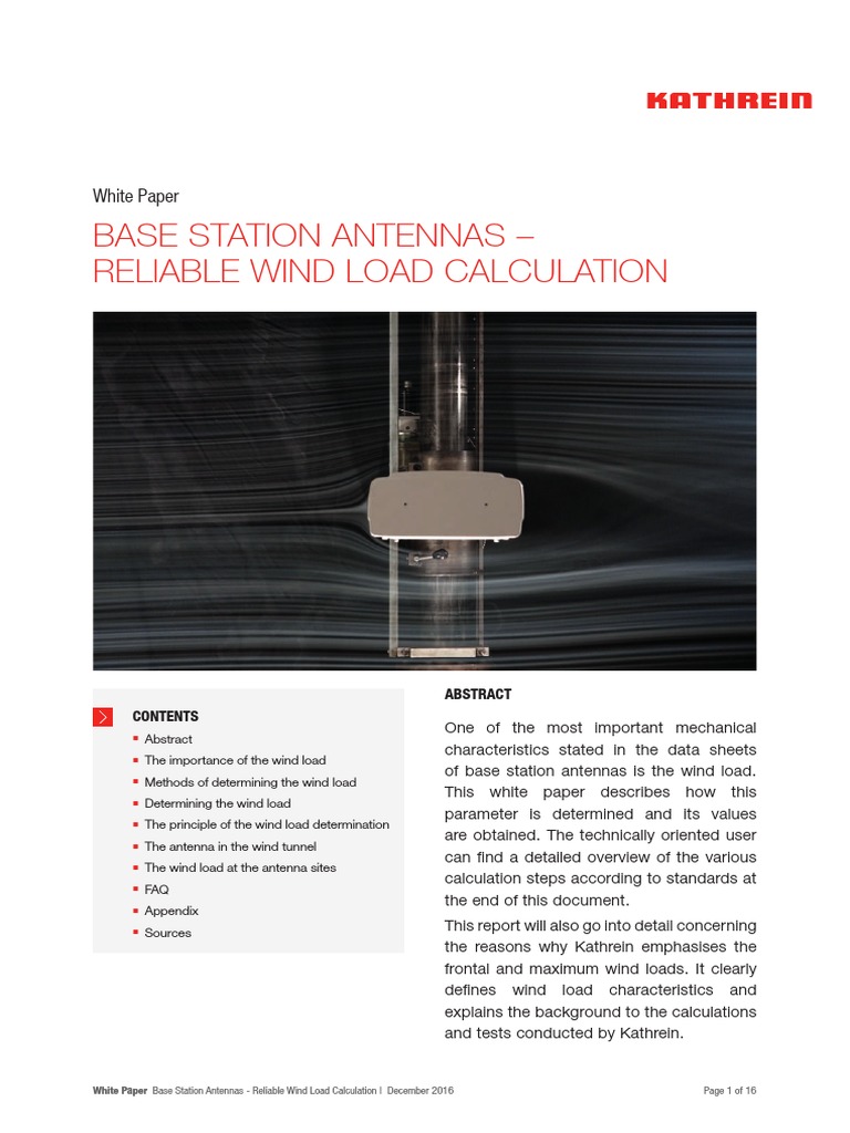 Wind Load Calculation for Base Station Antennas | PDF | Wind Tunnel ...