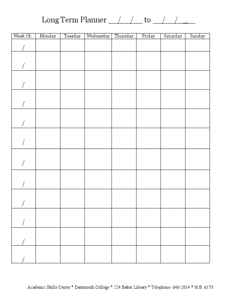 Long Term Planner / / To | PDF