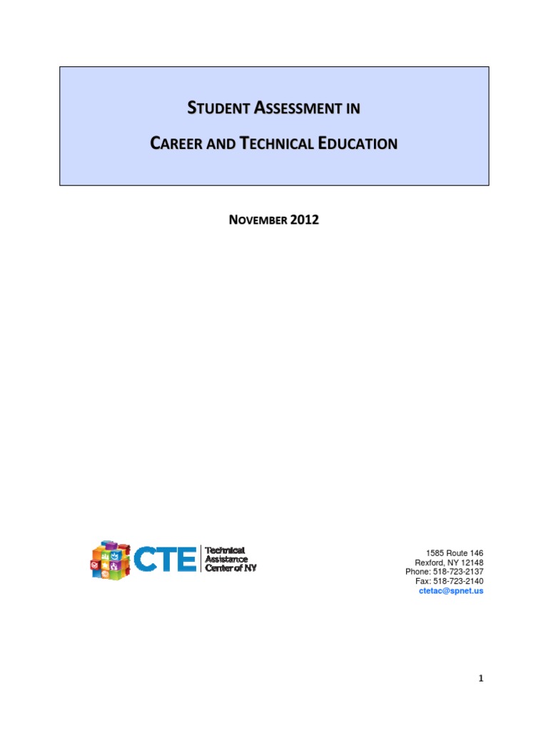 Student Assessment In Cte2 Final 103112 Pdf Educational