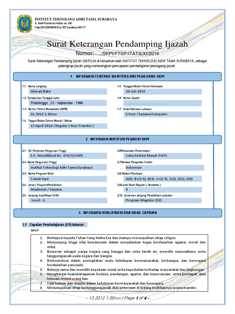 FORM SKPI-VERSI 1.8-Master Sipil | PDF