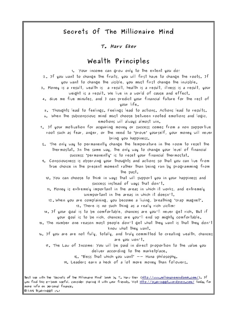 Secrets Of Millionaire Mind Philosophical Science Science