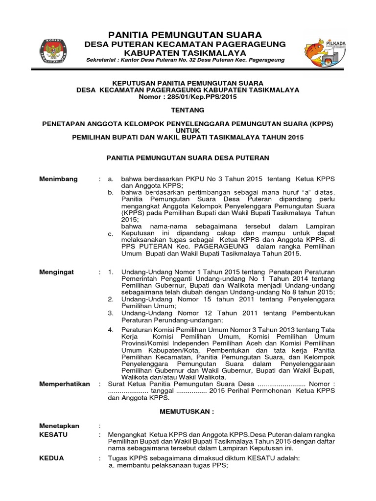 Contoh SK Kpps | PDF