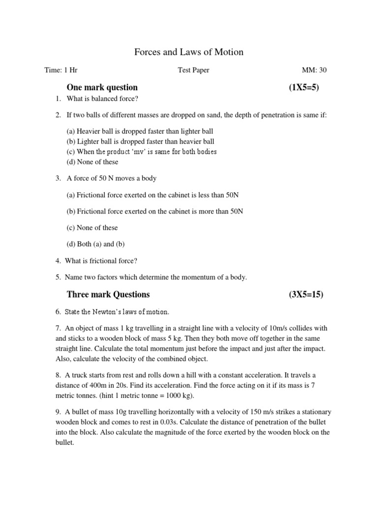 Class 9 Forces & Laws of Motion | Download Free PDF | Acceleration | Force