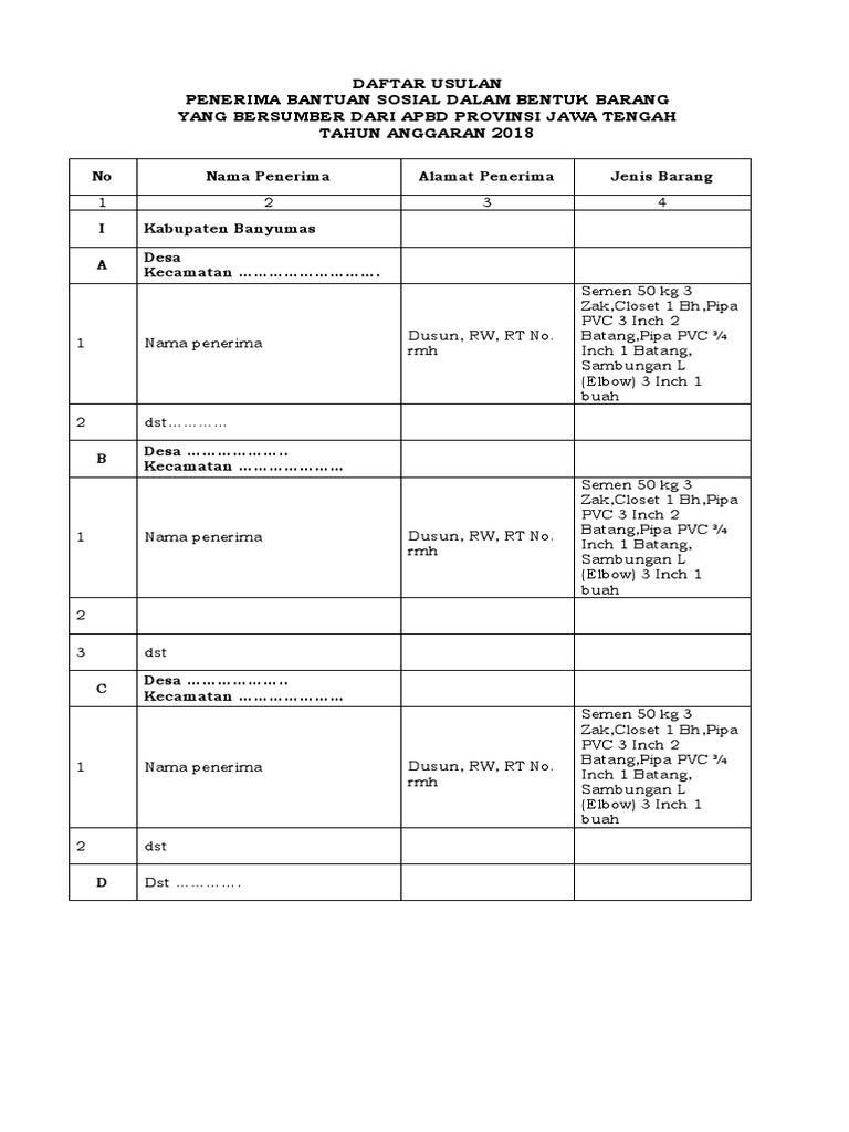 CONTOH Format Word Usulan Jamban | PDF