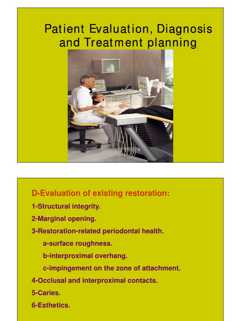 Patient Evaluation, Diagnosis and Treatment Planning | PDF | Dentistry ...
