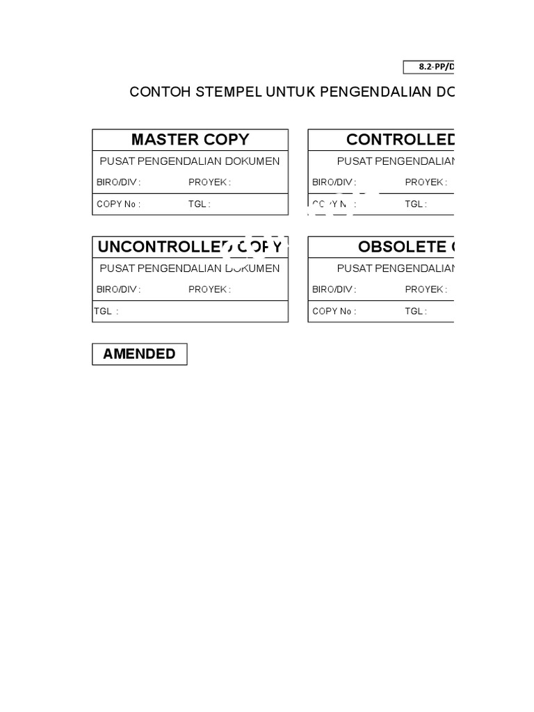 Contoh Stempel Pengendalian Dokumen | PDF