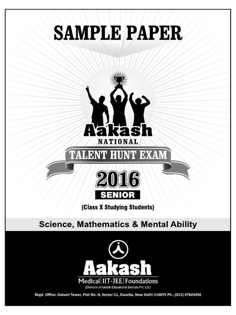 2016 Aakash Anthe Junior Sample Paper Class10 | PDF | Sodium Carbonate ...
