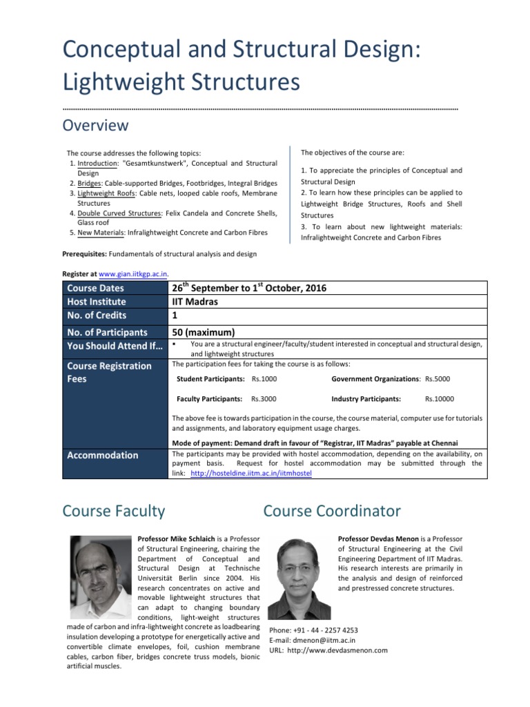 GIAN Brochure ConceptualStructuralDesign LightweightStructures | Download Free PDF | Civil ...