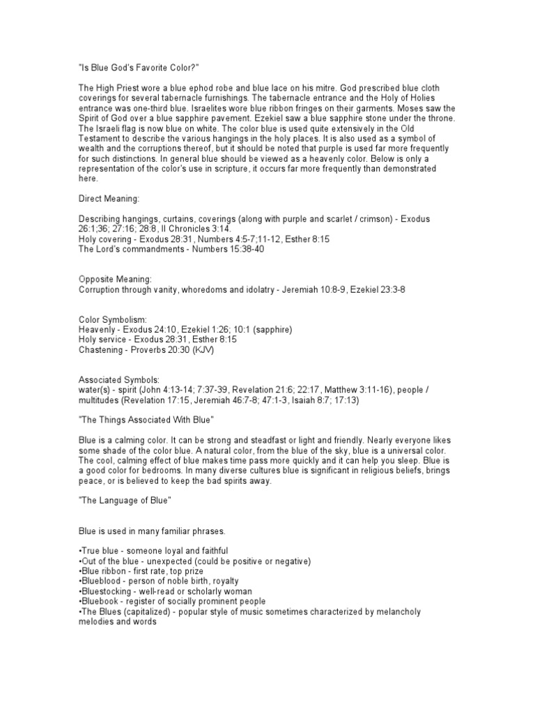 Is Blue God's Favorite Color? | PDF | Tabernacle | Religious Texts