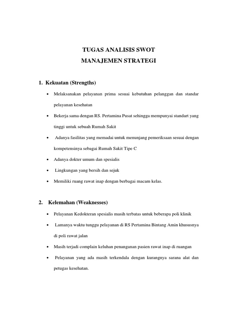 Tugas Analisis Swot | PDF