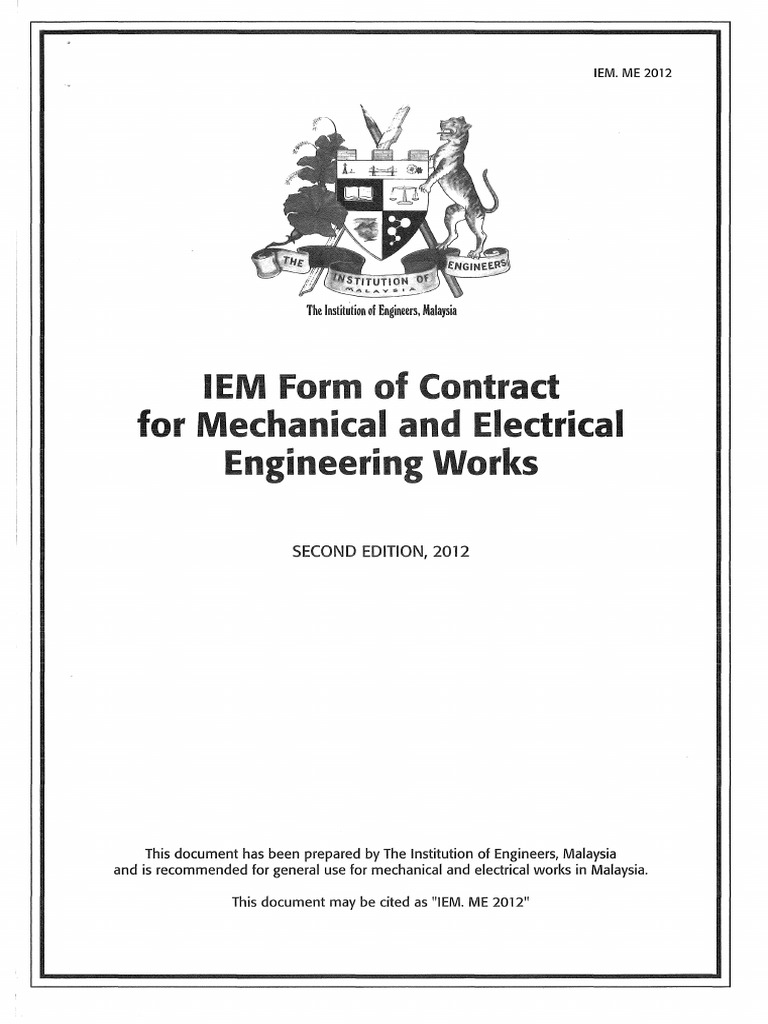 Iem Form of Contract For Mechanical and Electrical Engineering Works ...