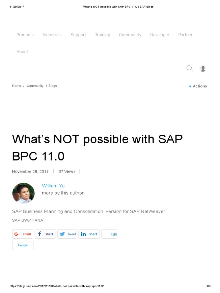 What's NOT Possible With SAP BPC 11 | PDF | Sap Se | Web Application