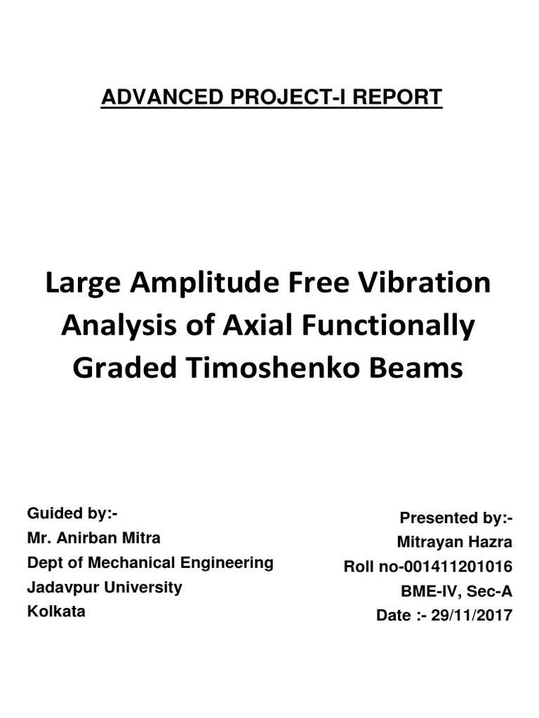 Large Amplitude Free Vibration Analysis of Axial Functionally Graded Timoshenko Beams | PDF ...
