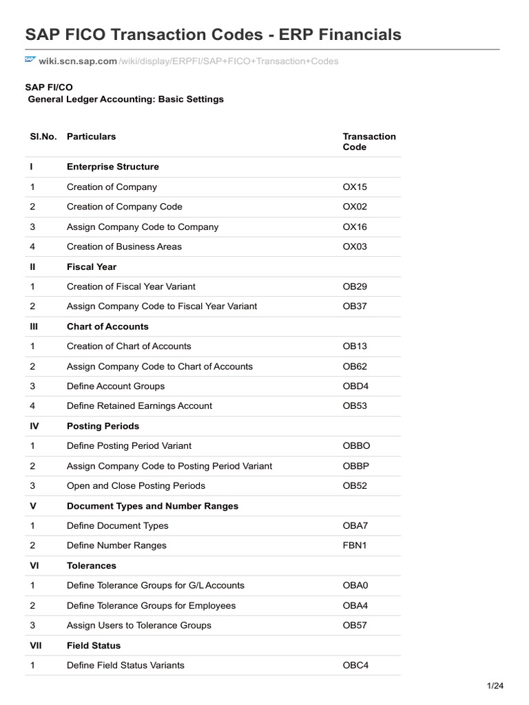 SAP FICO Transaction Codes - ERP Financials | Depreciation | Payments