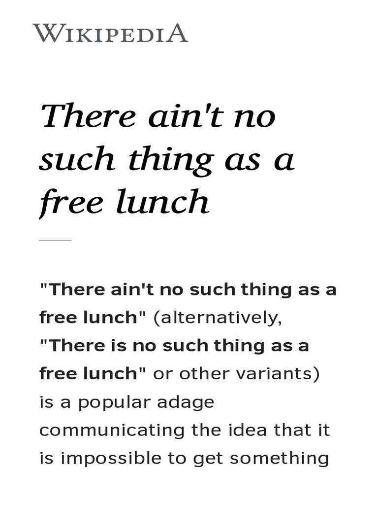 There Ain't No Such Thing As A Free Lunch | PDF | Economics | Economies