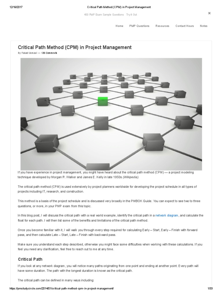 Critical Path Method (CPM) in Project Management | PDF | Product ...