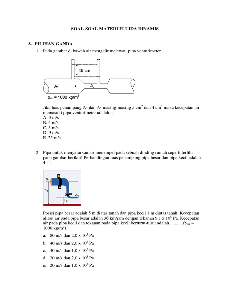 Soal Materi Fluida Dinamis