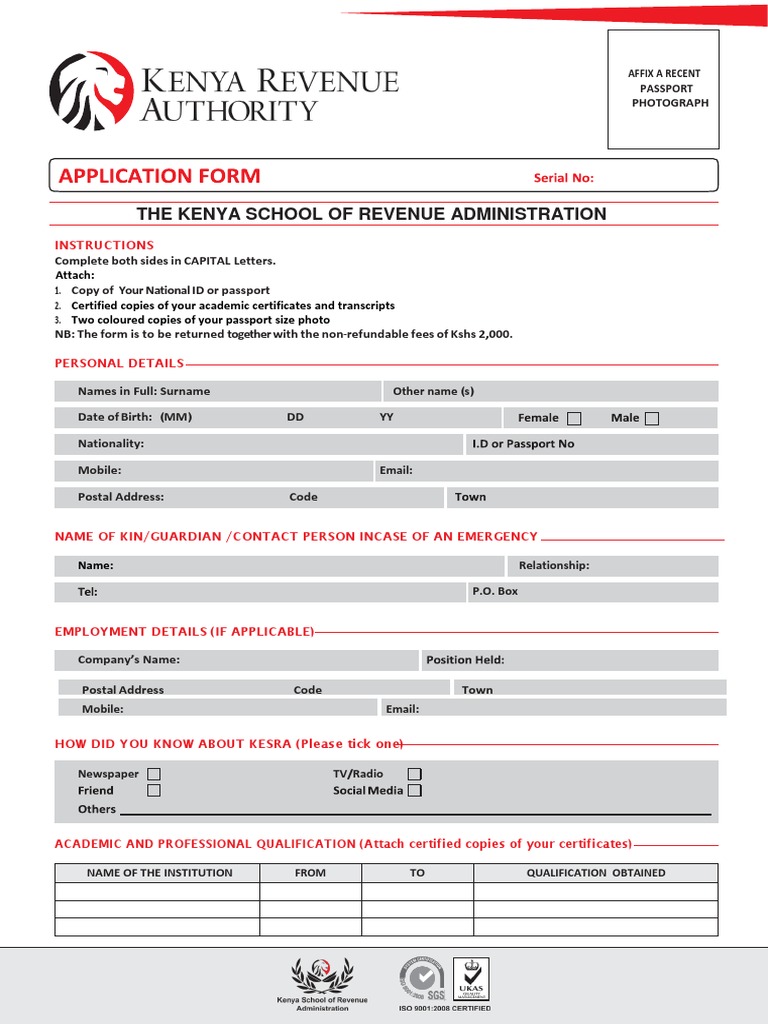 KESRA Application Form | PDF | Kenya | Written Communication