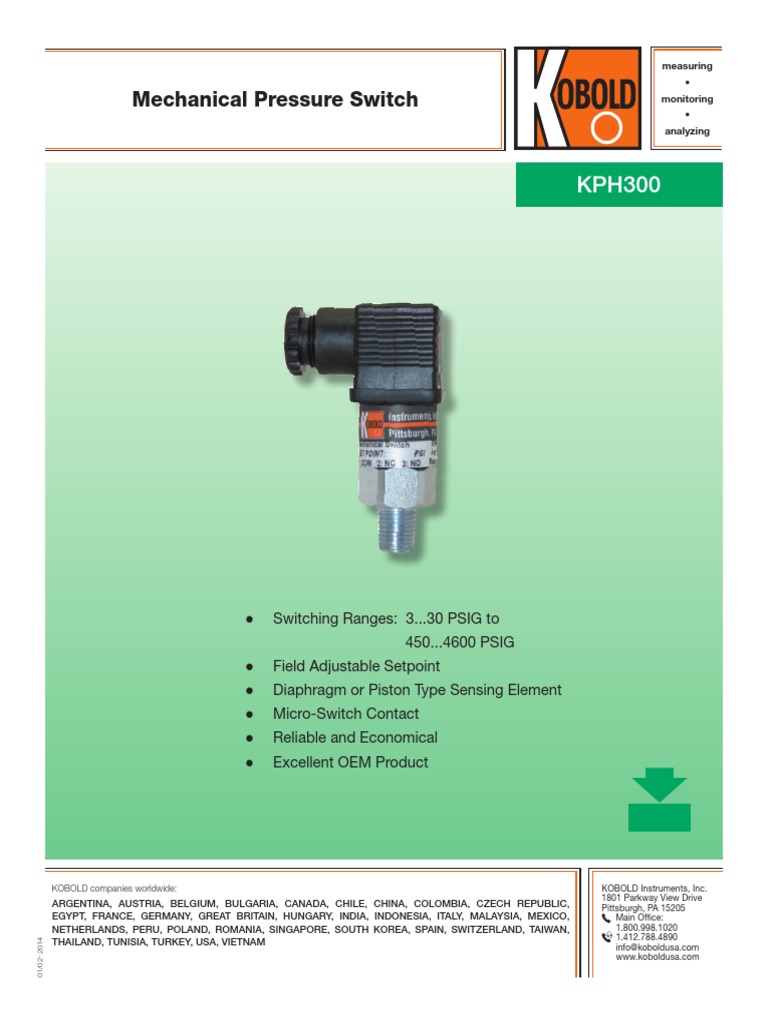 Compact Pressure Switch KPH300 KOBOLD | PDF | Electrical Connector | Switch