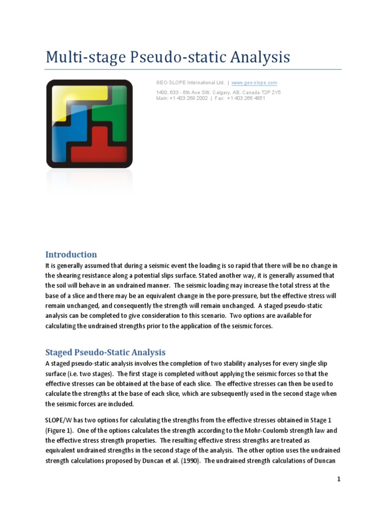 Staged Pseudo-Static Analysis Guide | PDF | Strength Of Materials ...