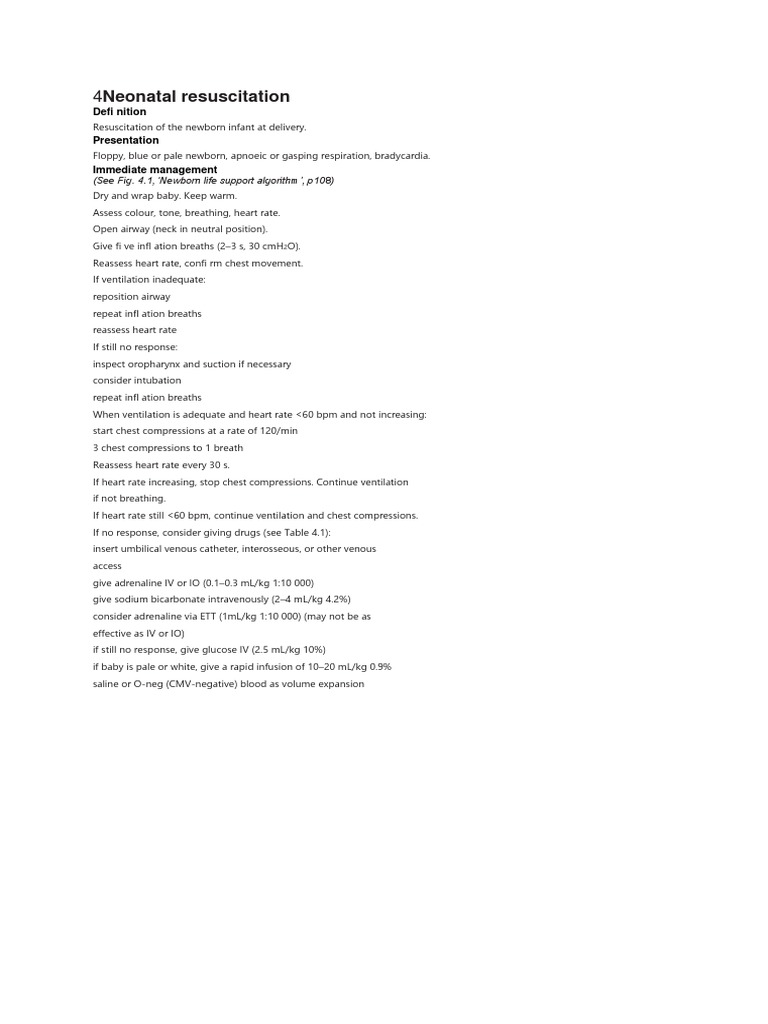 4neonatal Resuscitation: (See Fig. 4.1, Newborn Life Support Algorithm ...