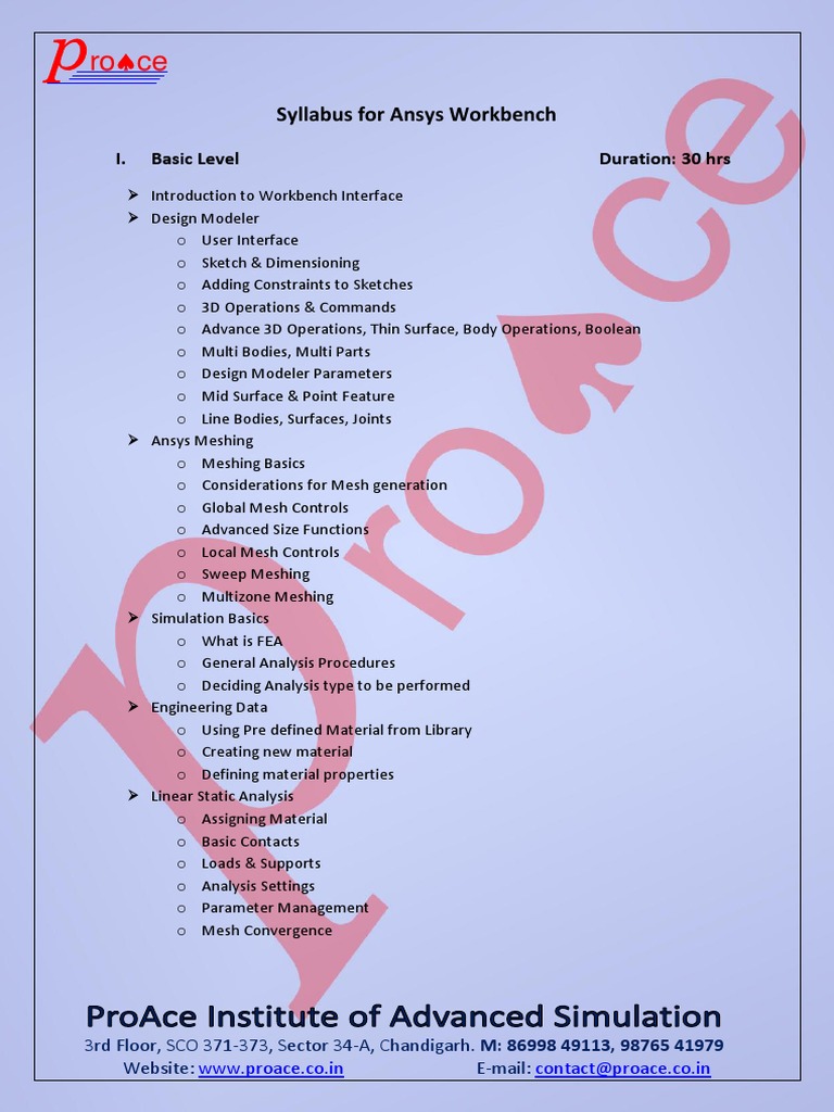 Ansys Workbench Training Syllabus | PDF | Stress (Mechanics) | Buckling