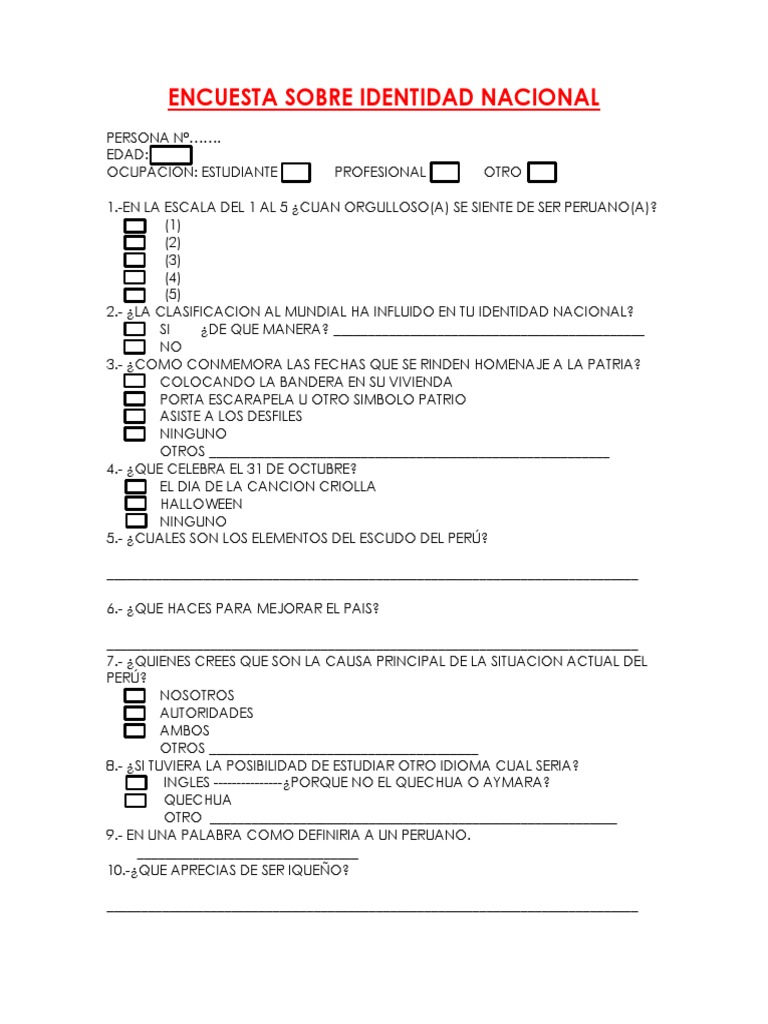 Encuesta Sobre Identidad Nacional | PDF