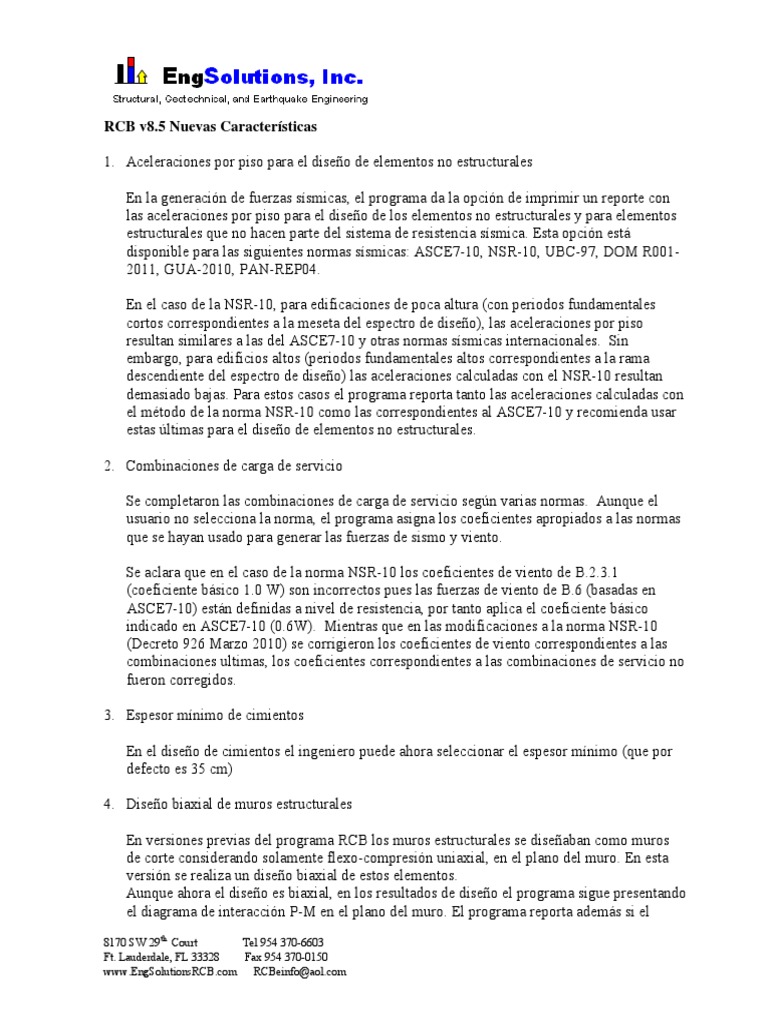 EngSolutions RCB Caracteristicas Nuevas | PDF | Método de elementos finitos | Pandeo