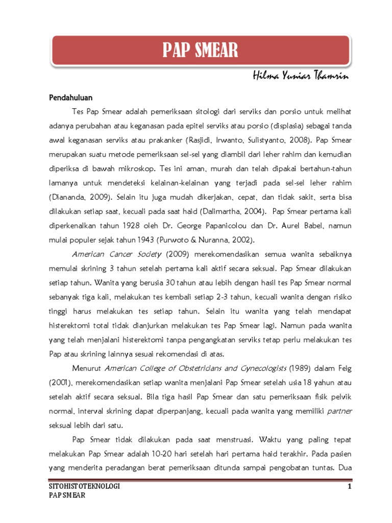 Prosedur dan Manfaat Pap Smear | PDF