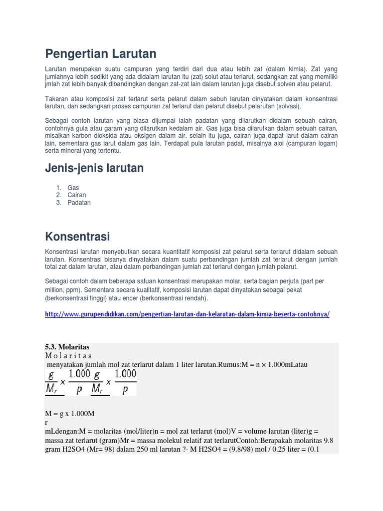 Pengertian Larutan | PDF