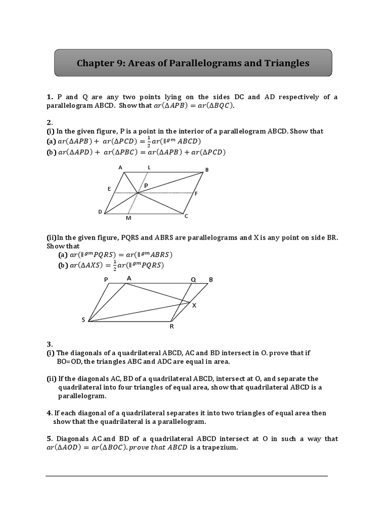 G-9 Chapter 9 Areas of Parallelograms and Triangles | PDF | Euclidean Plane Geometry | Polytopes