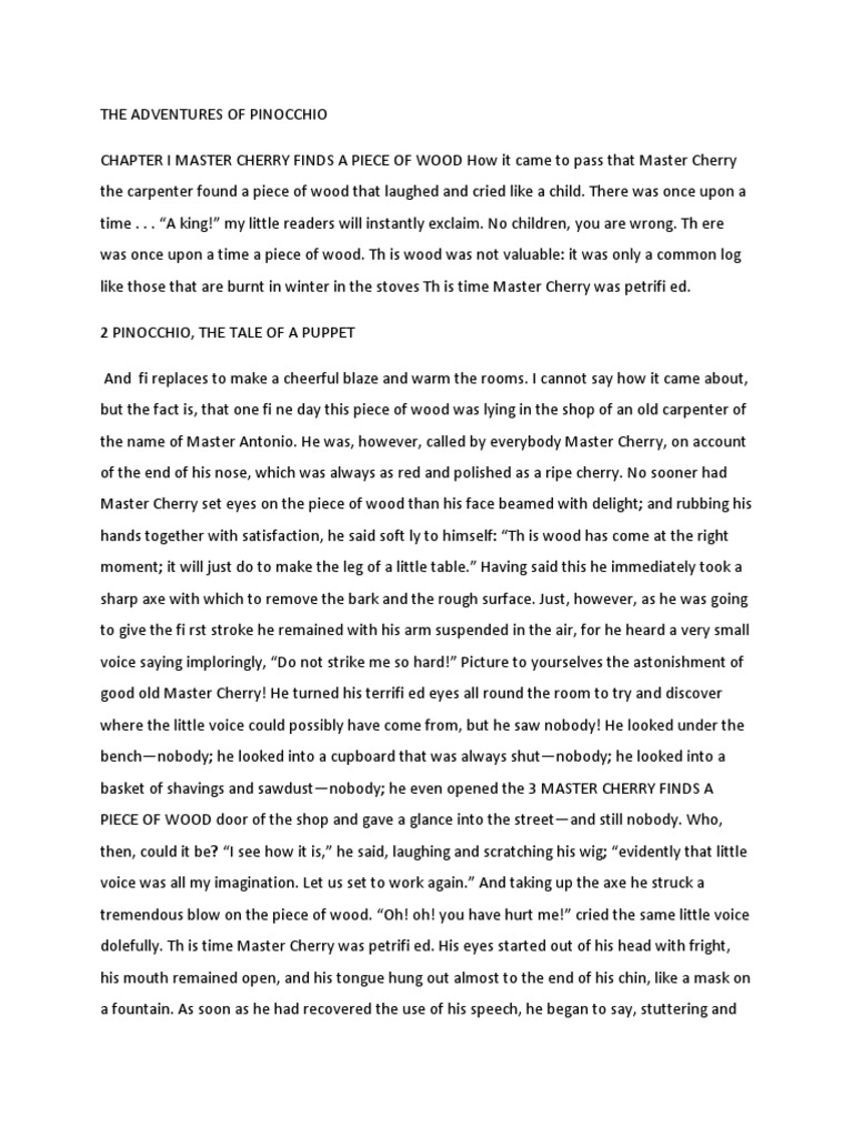 The Adventures Of Pinocchio Pdf Pinocchio