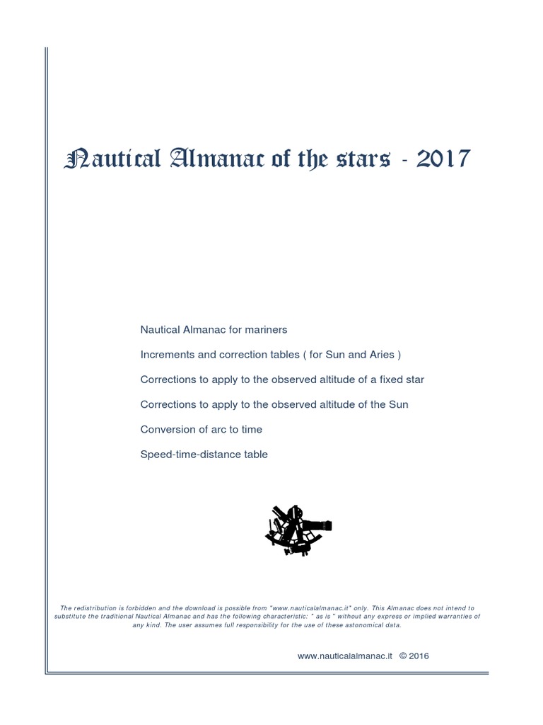 Nautical Almanac 2017 PDF | PDF | Stellar Astronomy | Geomatics