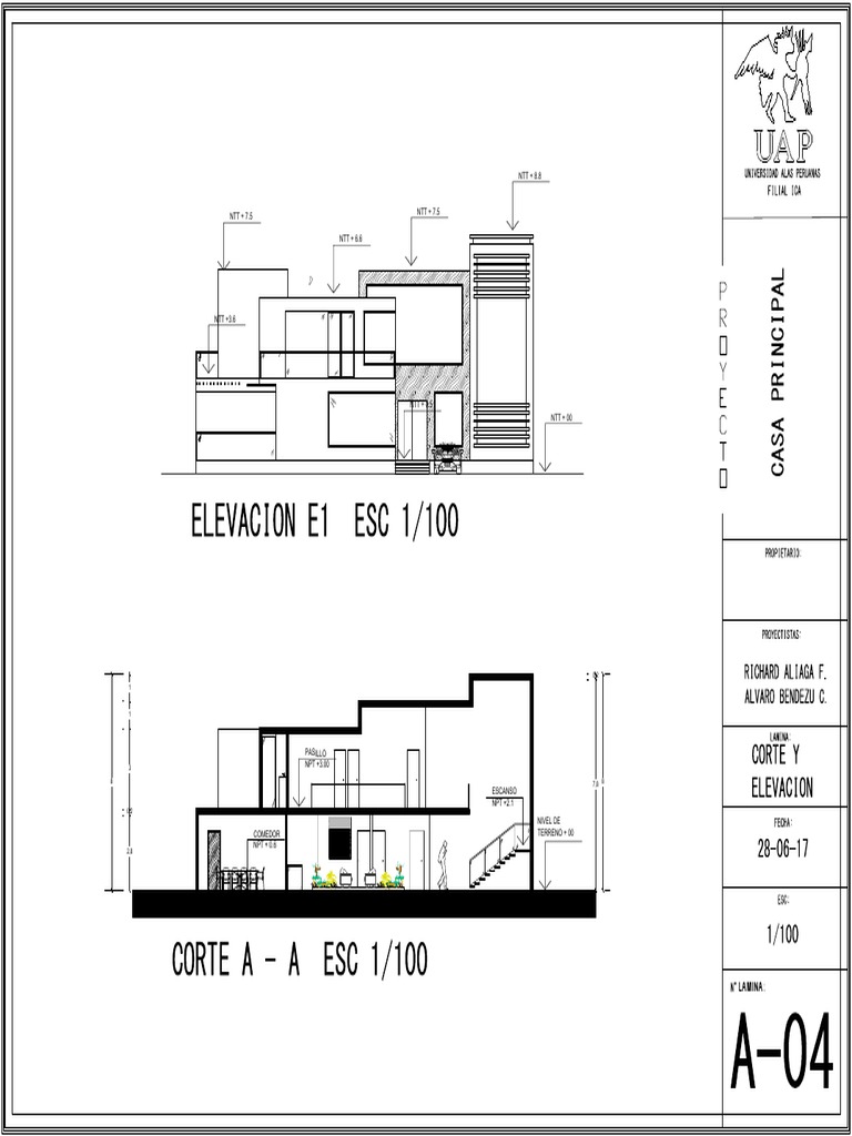 Corte y Elevacion Casa Principal | PDF