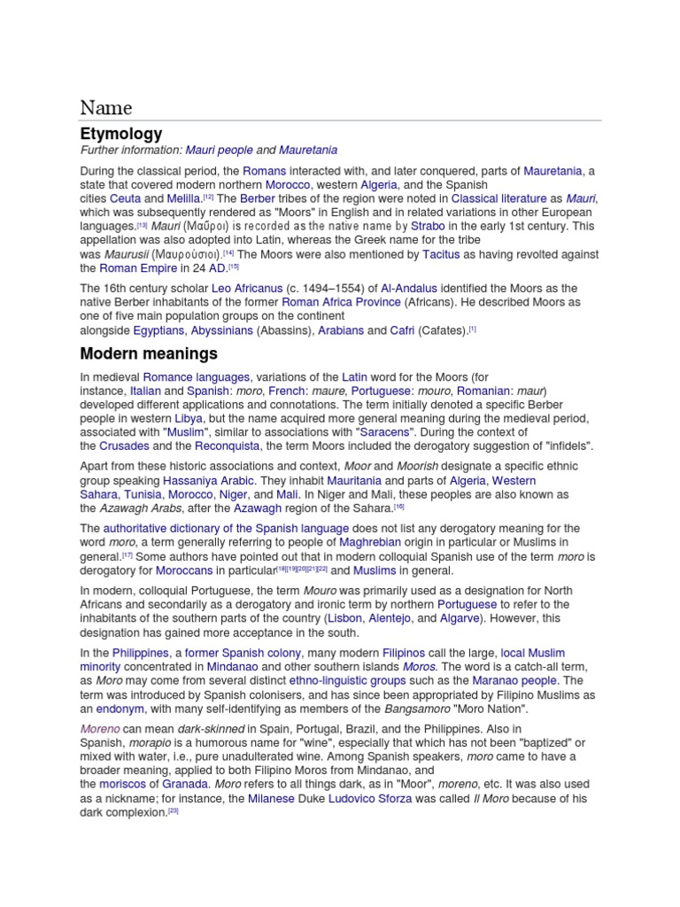 Etymology: Further Information: and | PDF | Moors | Ethnicity