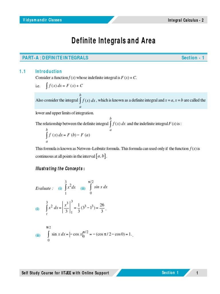 Definite Integrals | Download Free PDF | Integral | Mathematical Objects